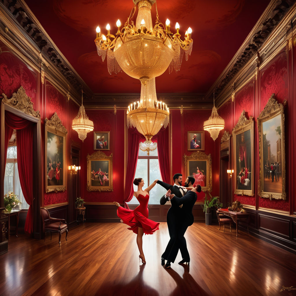 A vibrant red Tango house buzzing with dancers by Hassan Kassem ...