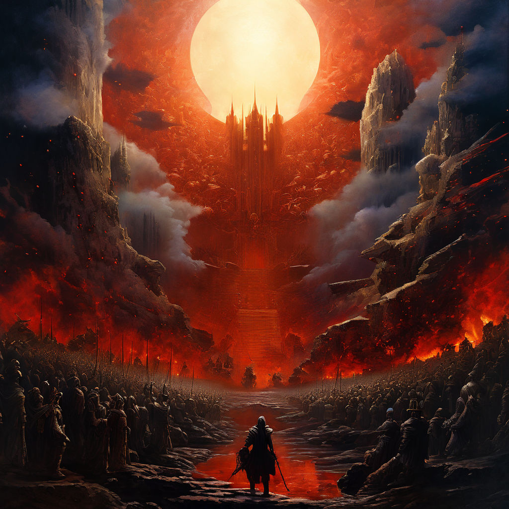 Depict an epic scene from a lost mythology by james webster - Playground