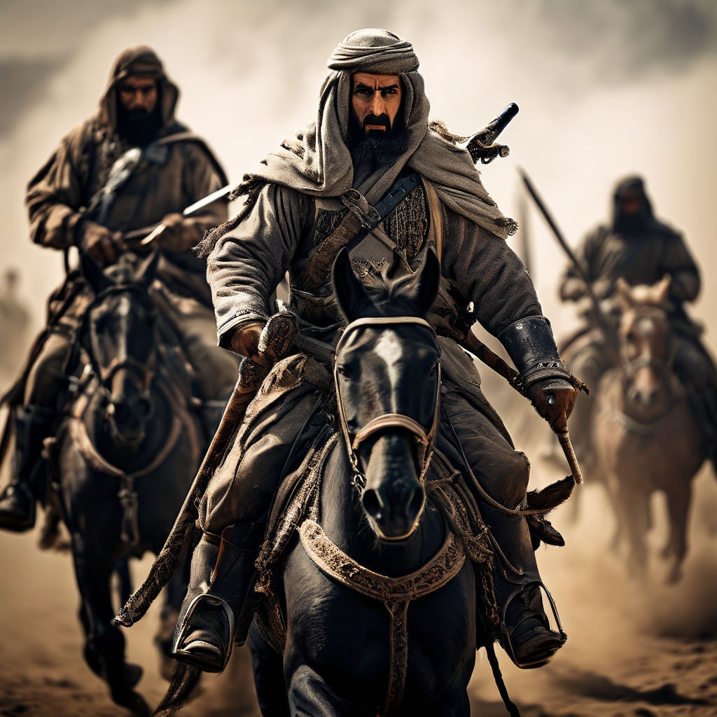 Arab Islamic army and knight old with sword on horses by Bashar ...