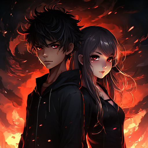 Anime boy and girl (16 years old) standing next to each othe... by Owen ...