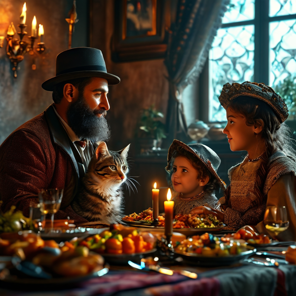 Shabbat shalom jewish family celebrating shabbat by Mike Rubin - Playground