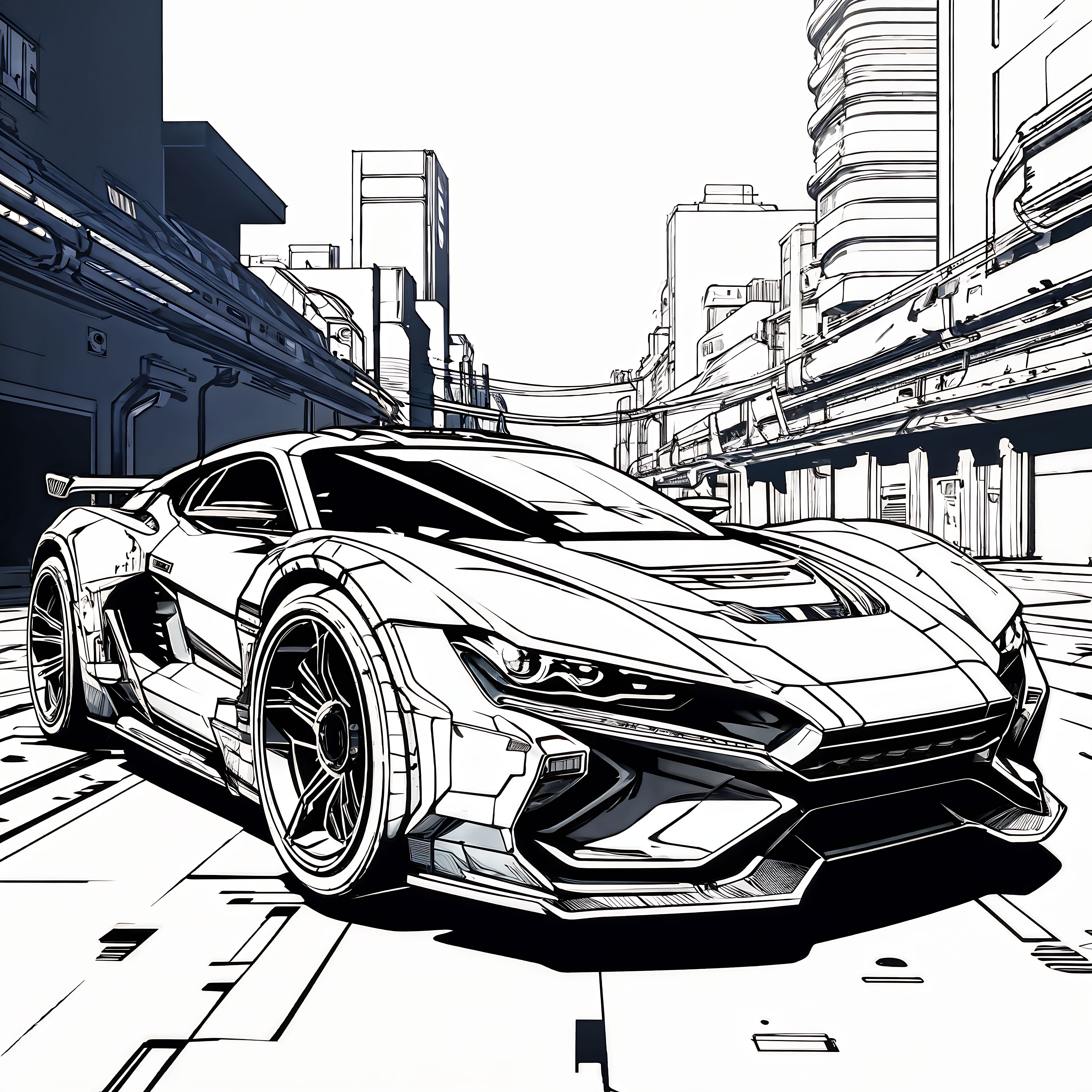 Cyberpunk car outlined for coloring book by Lars Pfau - Playground