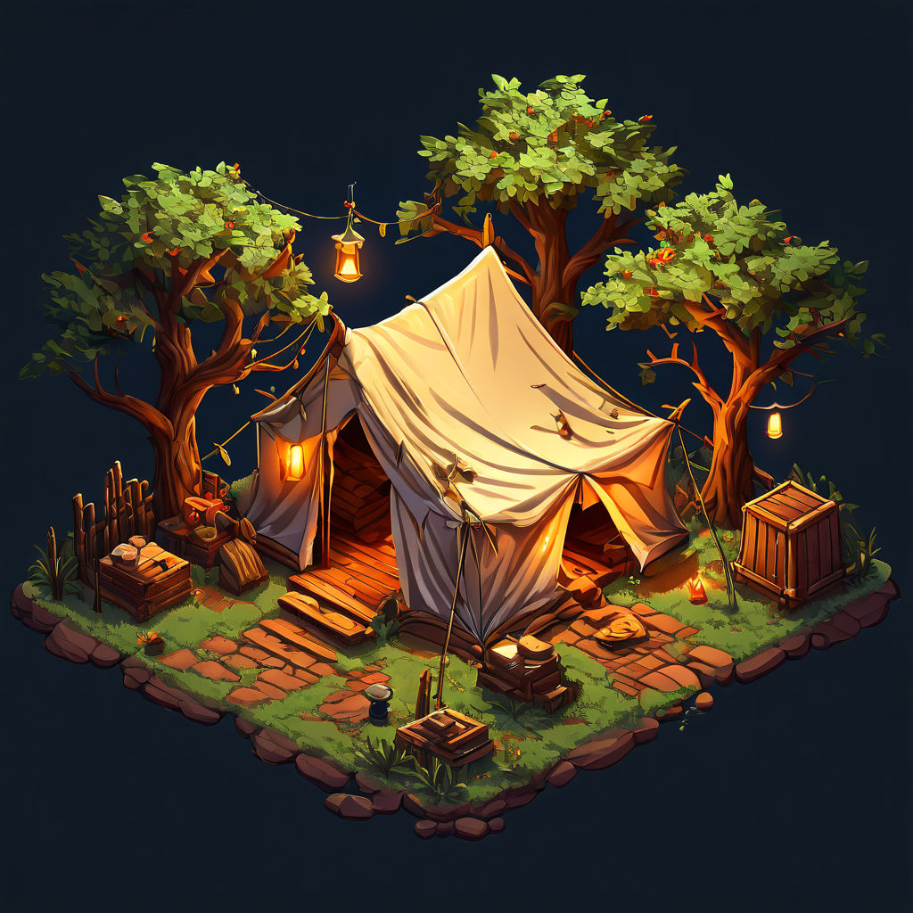 Poor tent made of branches 2d sprite in isometric view by Андрей ...