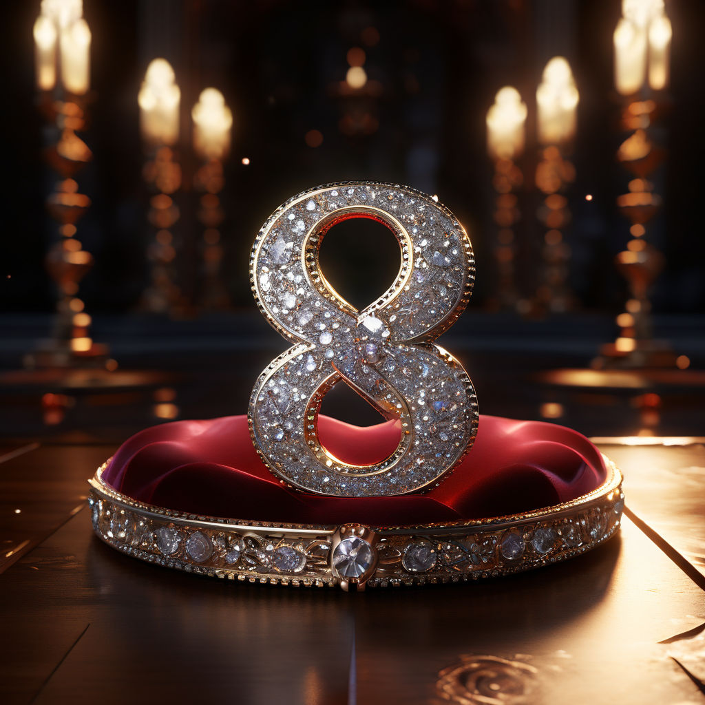 3D model of the number 8 composed of shimmering diamonds by Kirill Smetanin - Playground