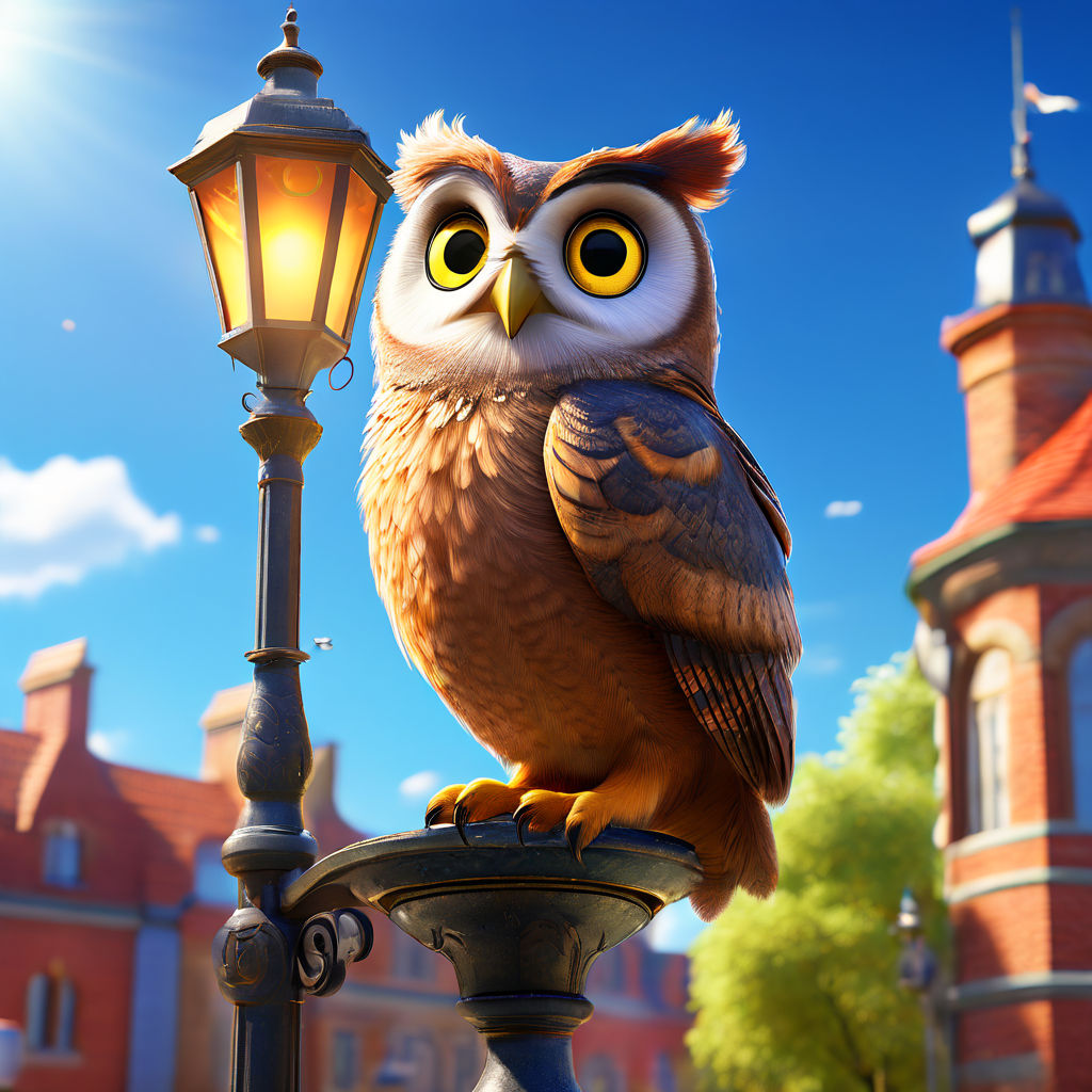 A owl in the lamp post in a sunny day by Tio Ilmo Brandt - Playground