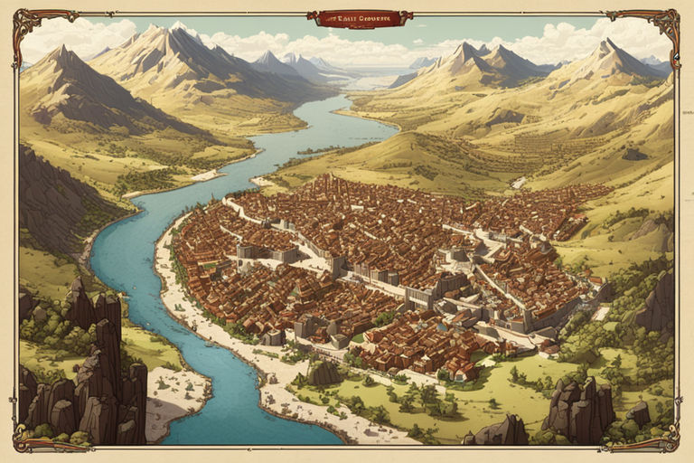 A top-down regional map of a city in a valley by Rafael Leal - Playground