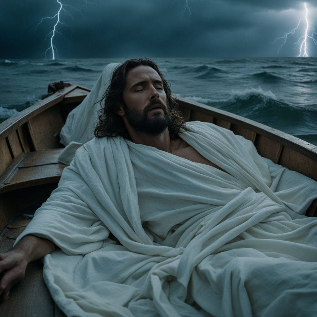 Close shot of Jesus sleeping in the boat by Gabriel Kingsly - Playground