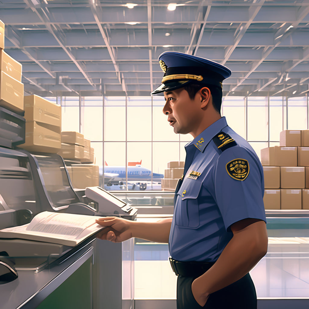 [Cut to a customs officer explaining the importance of compl... by ...
