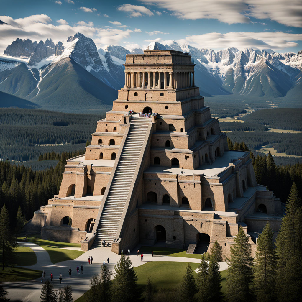 Generate an awe-inspiring image of a colossal structure perc... by ...