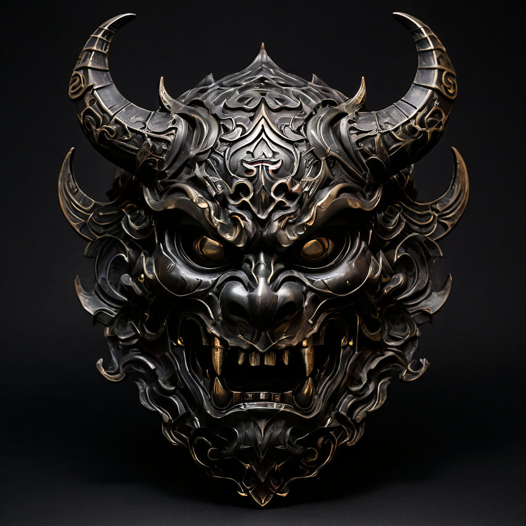Oni mask, black steel by Фарход Казоков - Playground