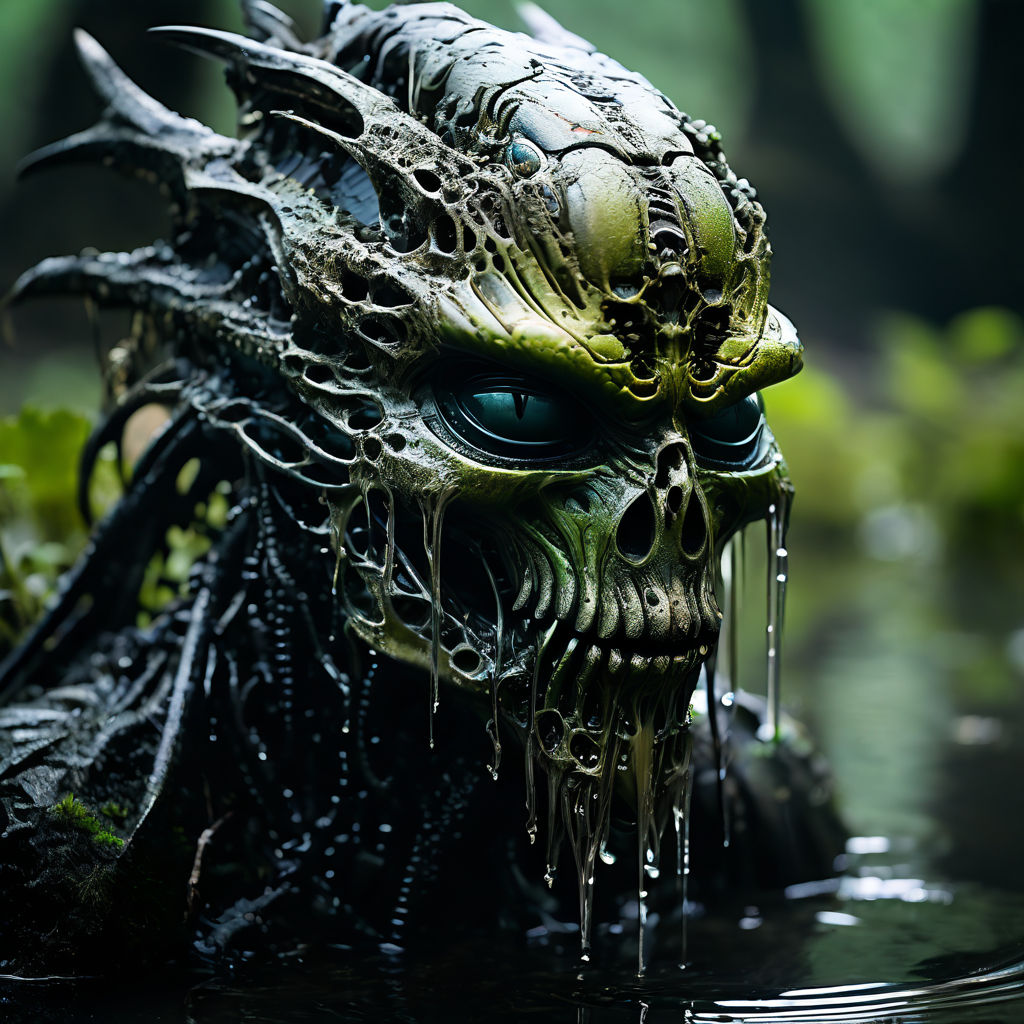 The image of a HR Giger creature in swamp with rotten trees ... by Tie ...