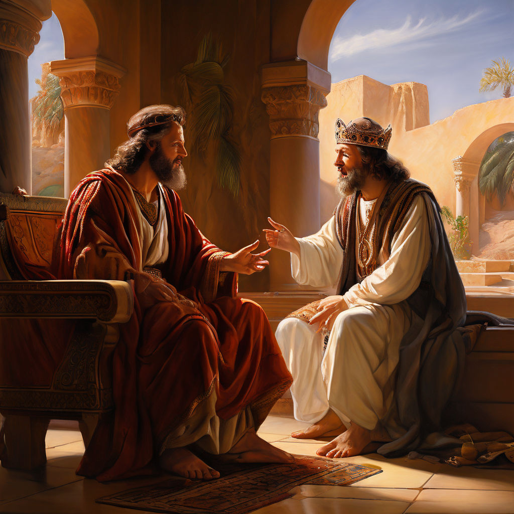 King David in his palace speaking with prophet Nathan by Jethro ...