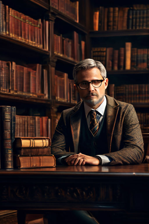 A professor sitting in library seeing straight by 20BMY002 AHMED FARDIN ...