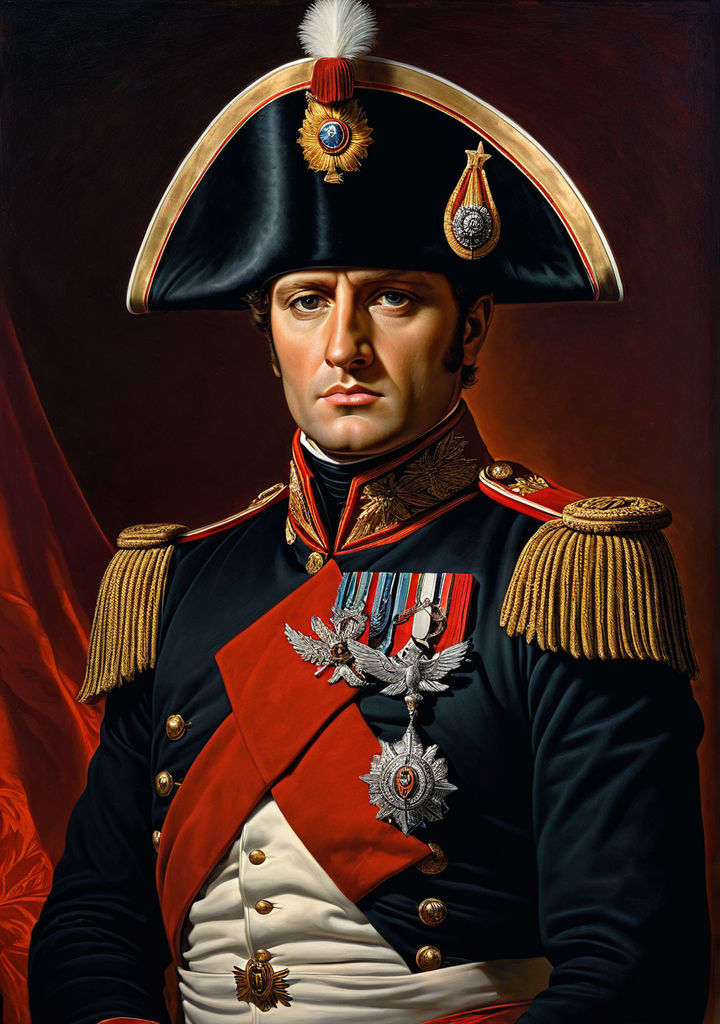 Napoleon portrait swathed in gradients of red and dark hues by Daniel Ambachew - Playground