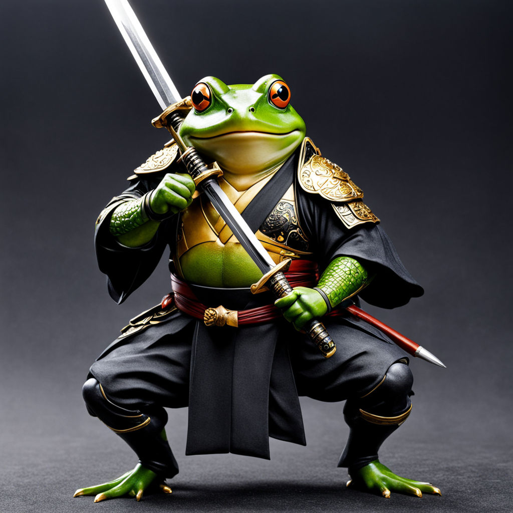 Japanese ronin frog holding his sword by Alejandro Fuentes - Playground