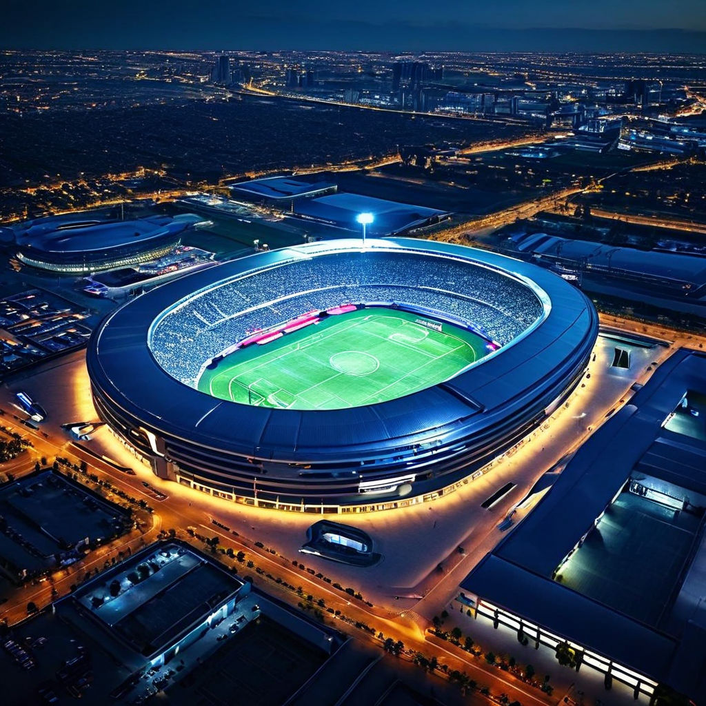 Bird eye view of a modern sports complex with multiple facil... by ...