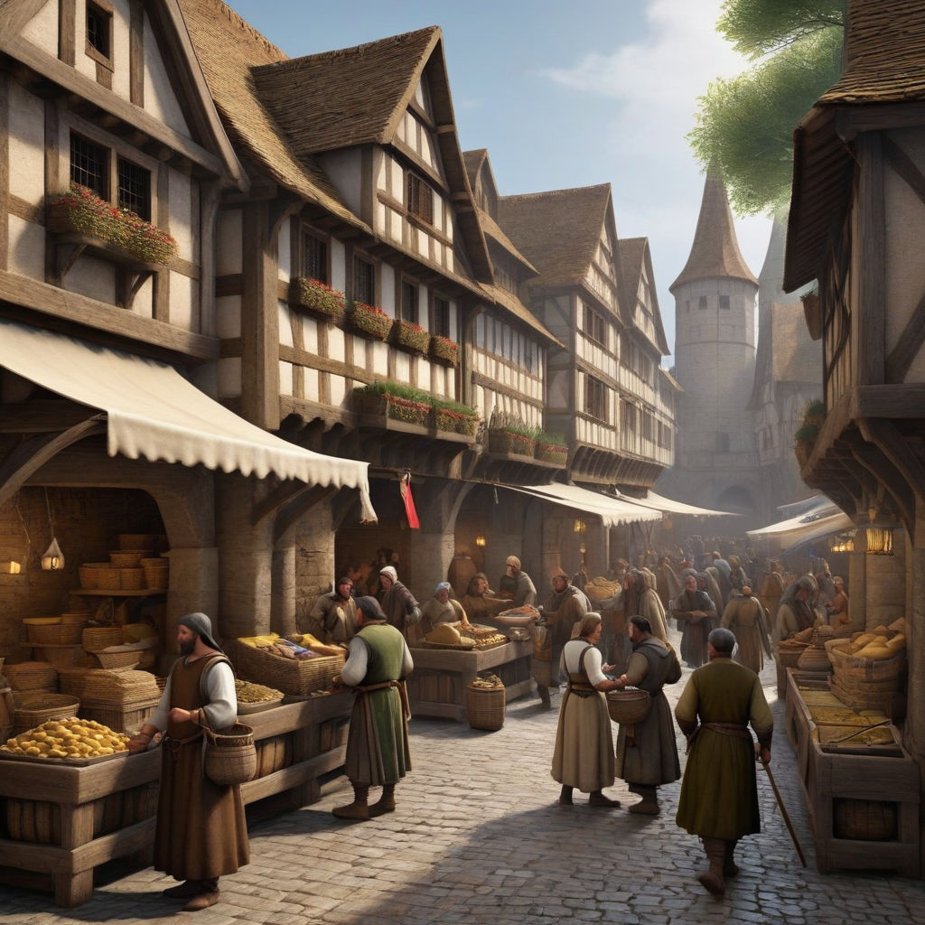 A medieval marketplace bustling with activity by Marketing 2030 ...