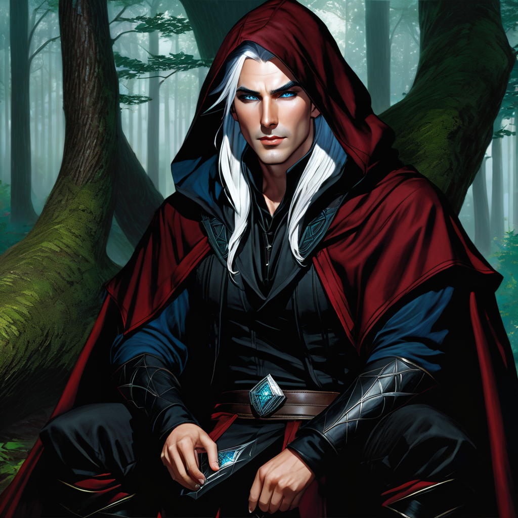 A realistically drawn white haired human male warlock with a... by D S ...