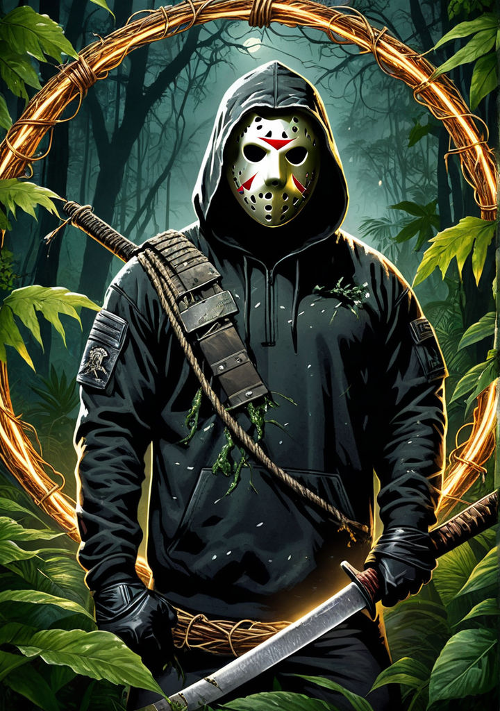 Ultra high-resolution round logo featuring Jason Voorhees fr... by ...