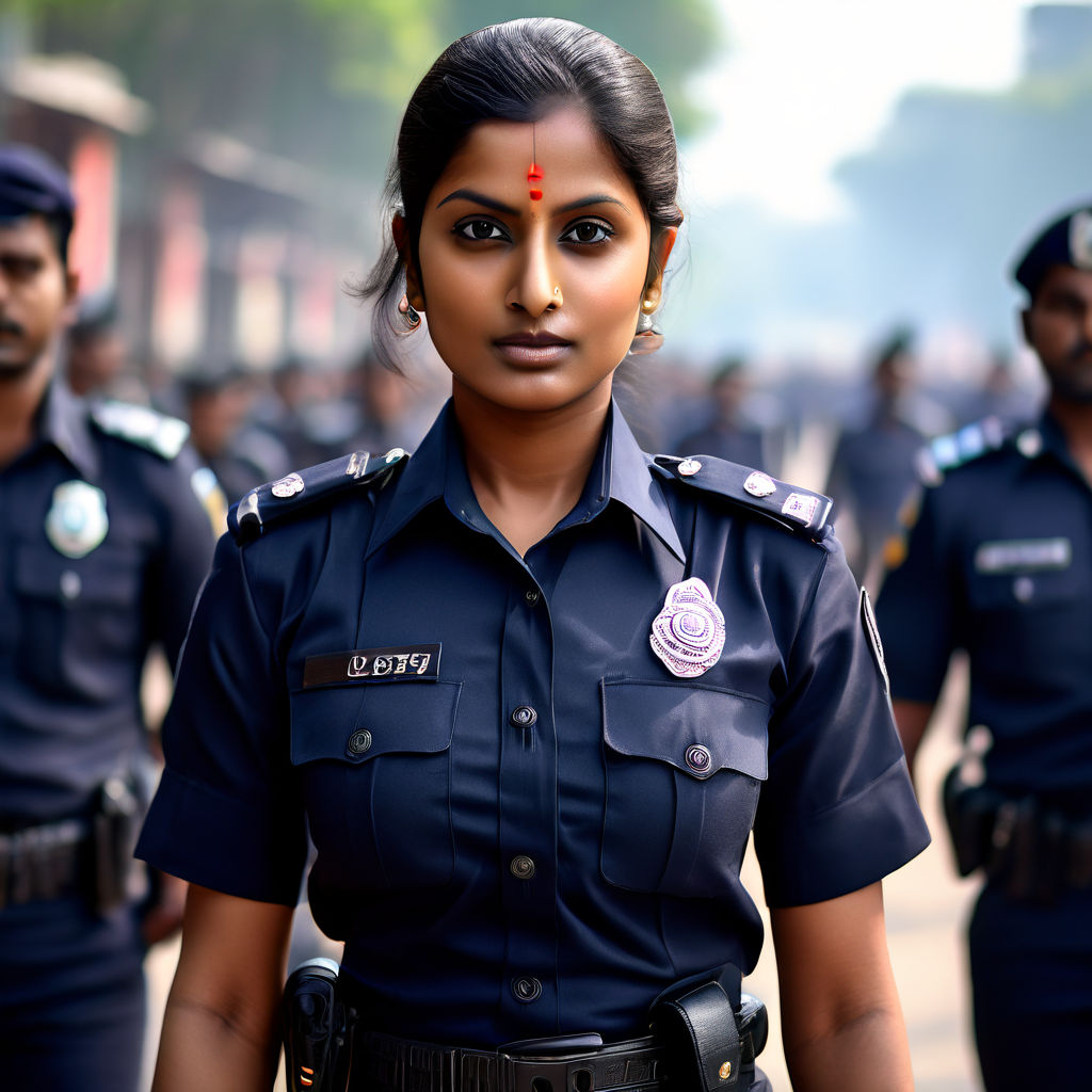An Indian women police stand with a male polcie by K Kreation - Playground