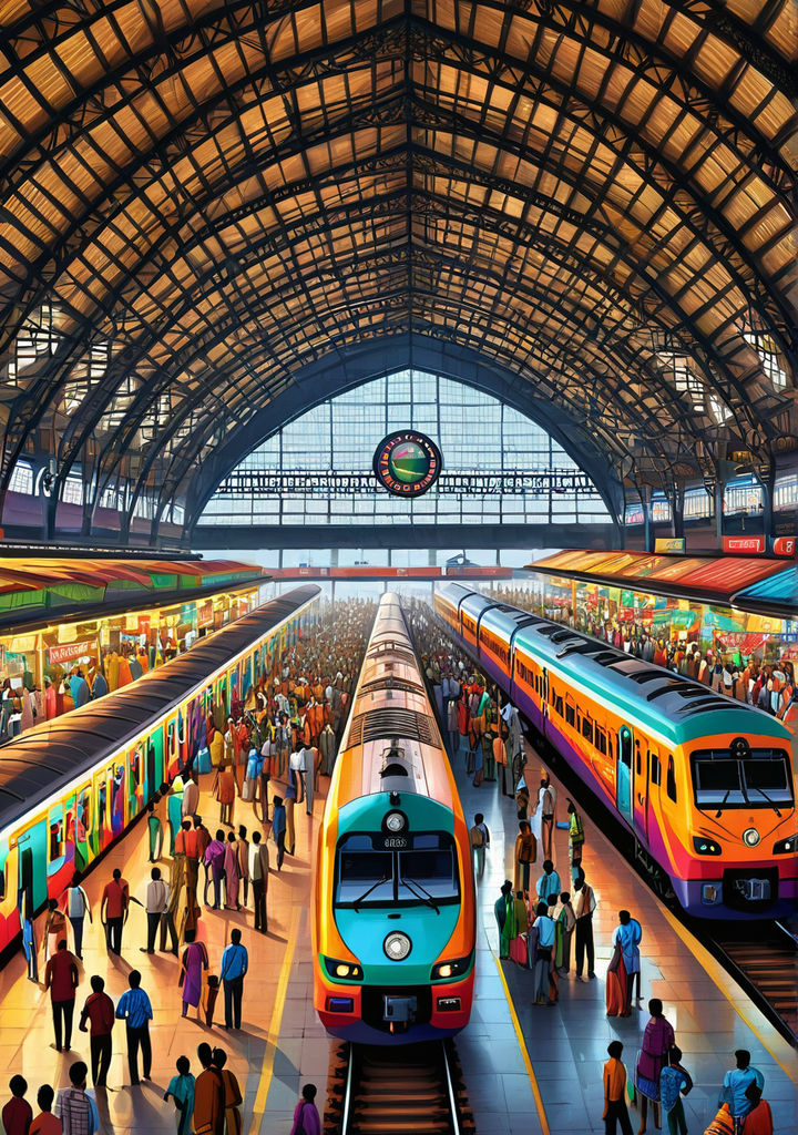 Iconic Indian railway station at peak hours by Arun Kumar - Playground