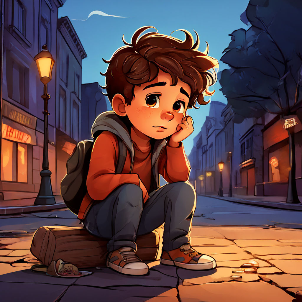 The sad boy is talking on the phone on street by Alyas Ali - Playground