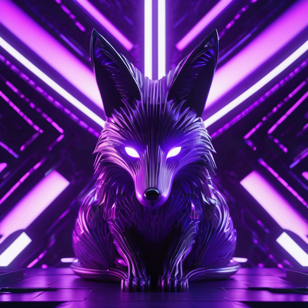 A surreal symmetrical purple electric fox 3D digital render ... by ...