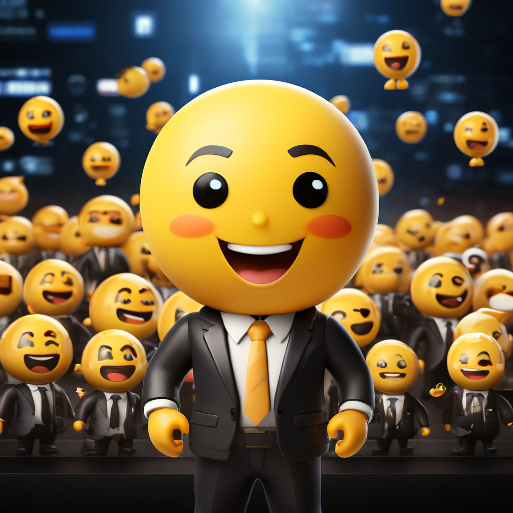 Generate an image featuring a cute emoji wearing a business ... by ...