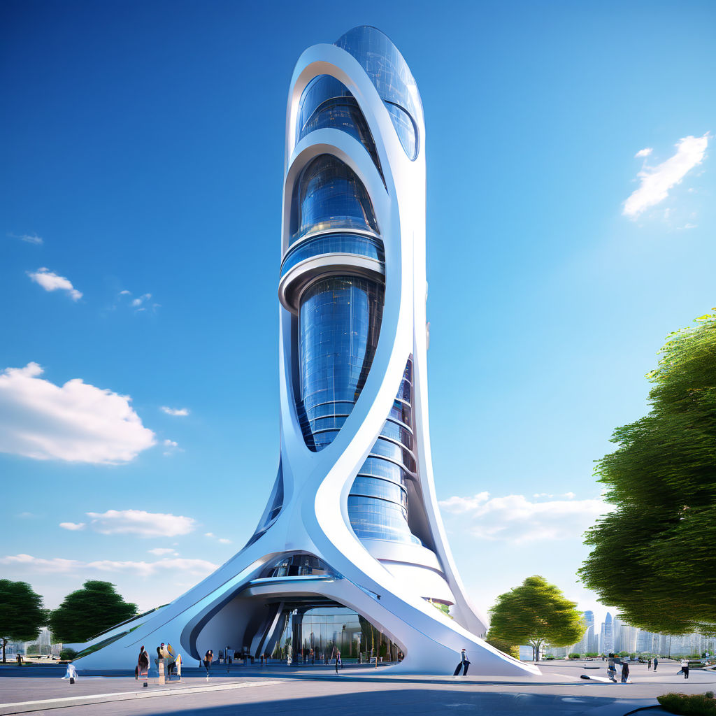Futuristic high technology tower the tower is thin and has a... by Sasa ...