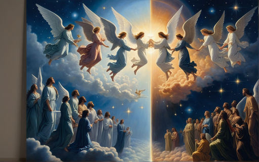 A painting of angels flying over a group of people by SÉRGIOzk - Playground