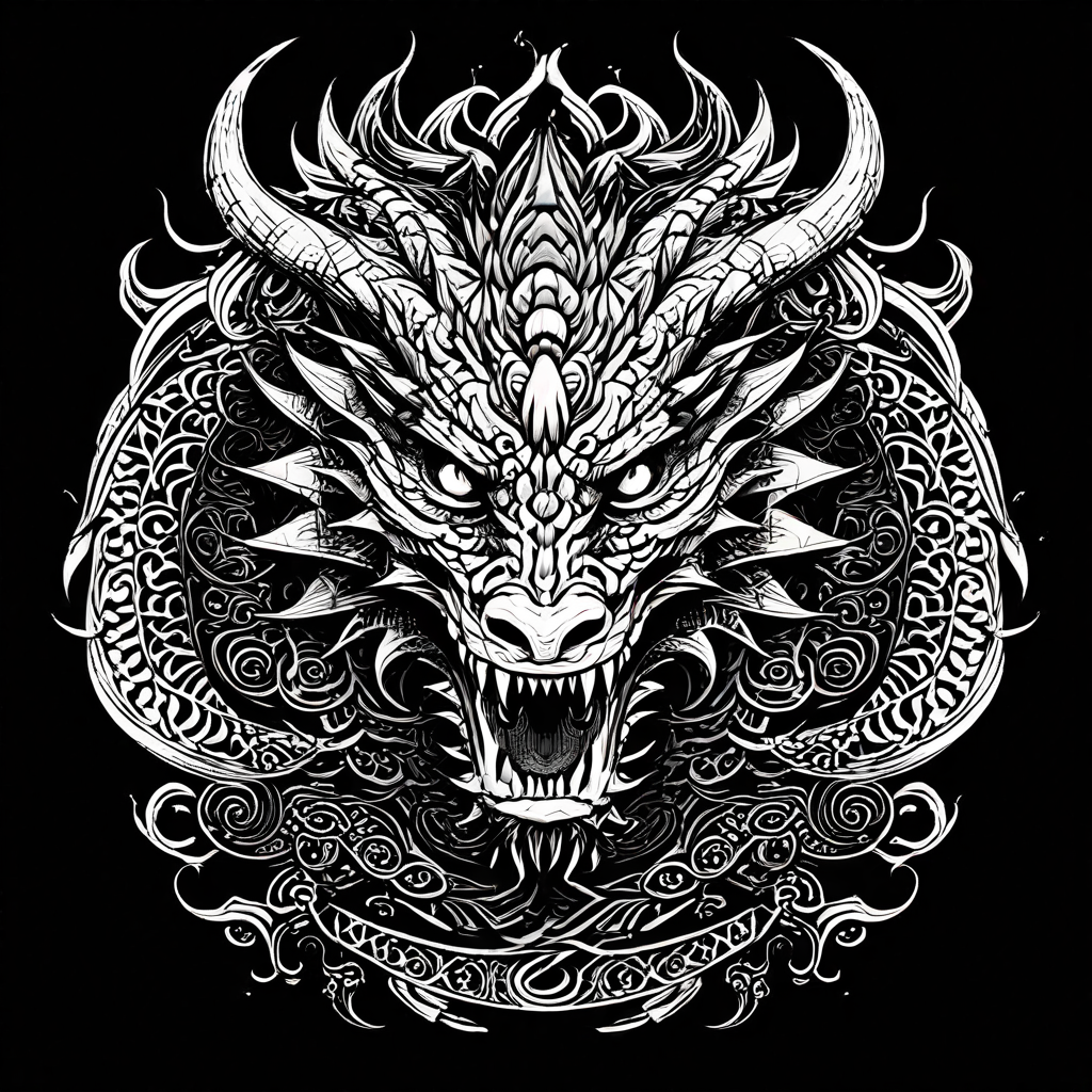 Tribal dragon design poised for screen printing by RTG - Playground