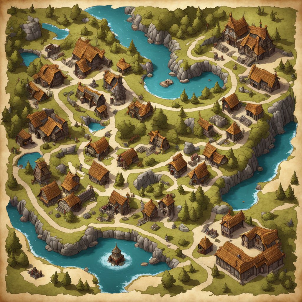 Dnd map fantasy medieval village by Adriano Musti - Playground