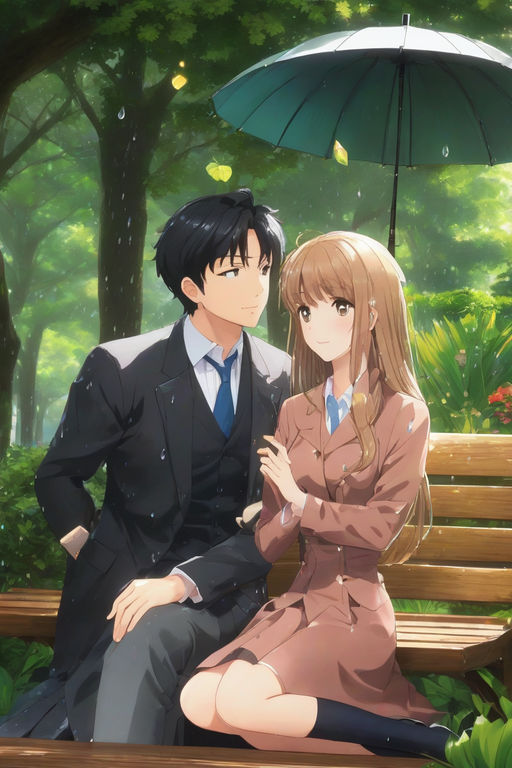 Produce a captivating anime motion scene set in a lush garde... by Нина ...