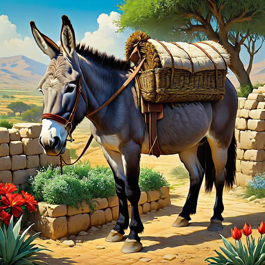 Issachar is a strong donkey couching down between two burden... by ...