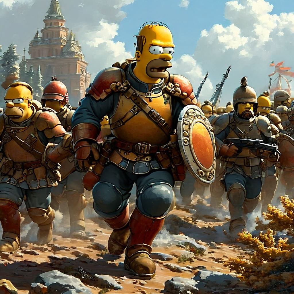 Homer Simpsons in Russian armor leads the soldiers into the ... by ...