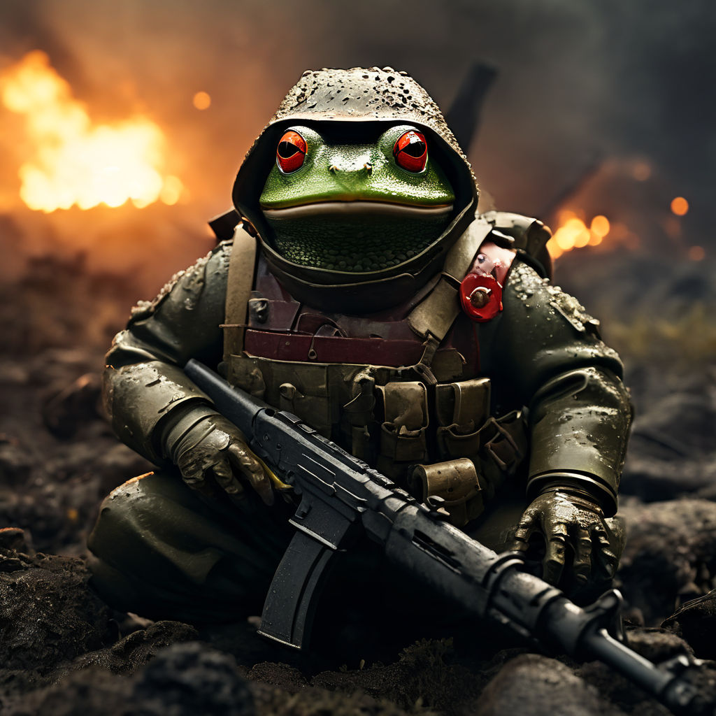 Soviet era Frog soldier in the middle of battle by Dallas - Playground