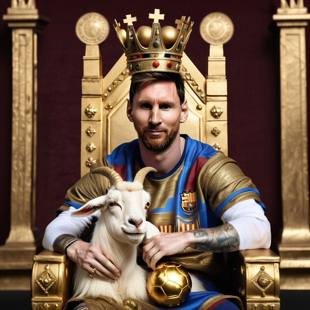 Lionel Messi sits on the golden throne of kings by mohamed hassan ...