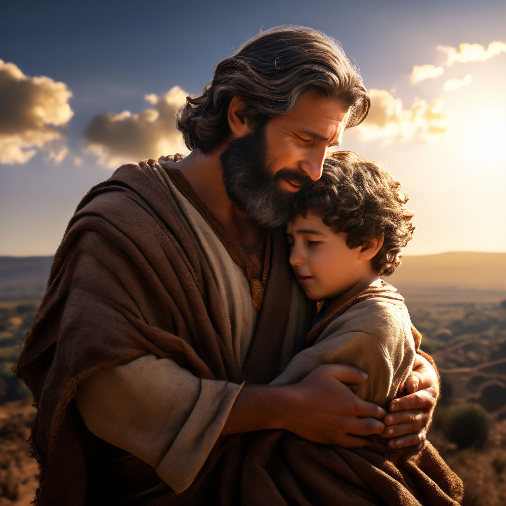 Biblical story of the Jewish father embracing his lost son w... by ...