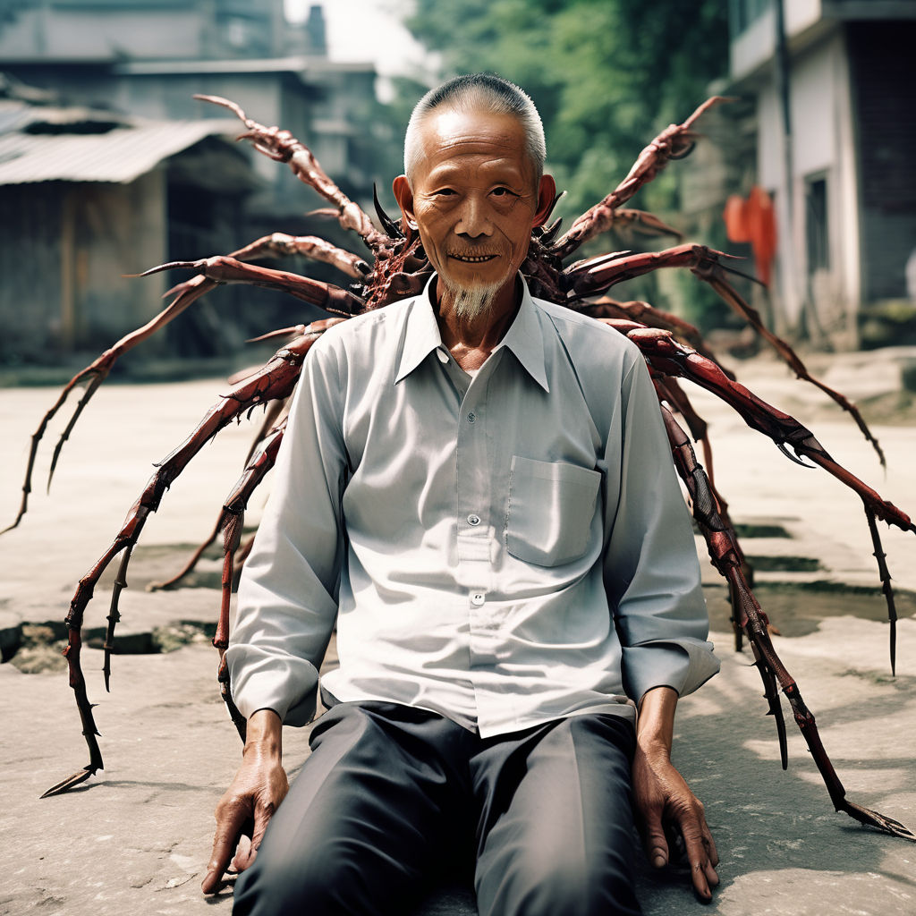 Dead 8 legged Chinese man by Zack Dives - Playground