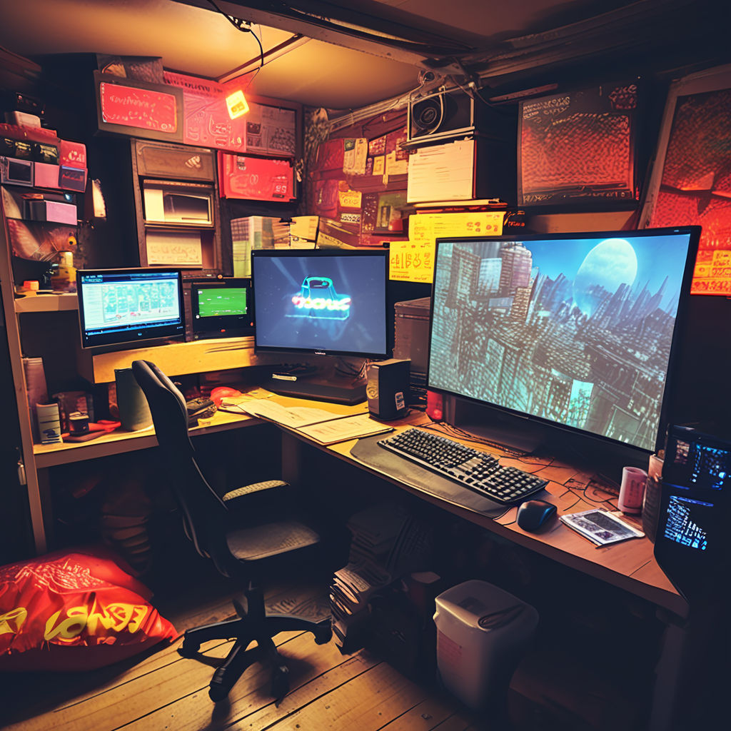 A programmer coding 'Hello World' sits in a dimly-lit baseme... by ... A programmer coding 'Hello World' sits in a dimly-lit baseme... by ...