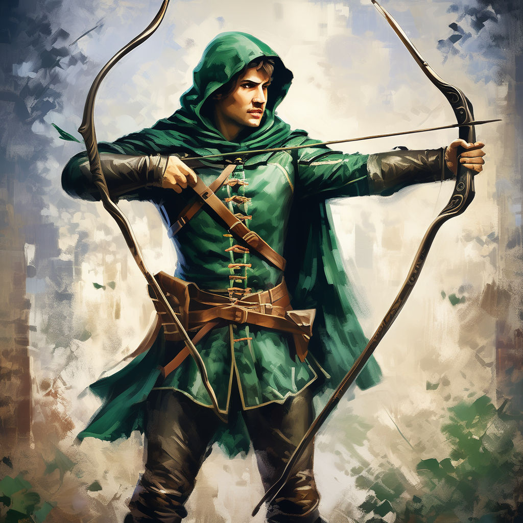 Medieval Robin Hood with bow and arrow by Kevin Siebert - Playground
