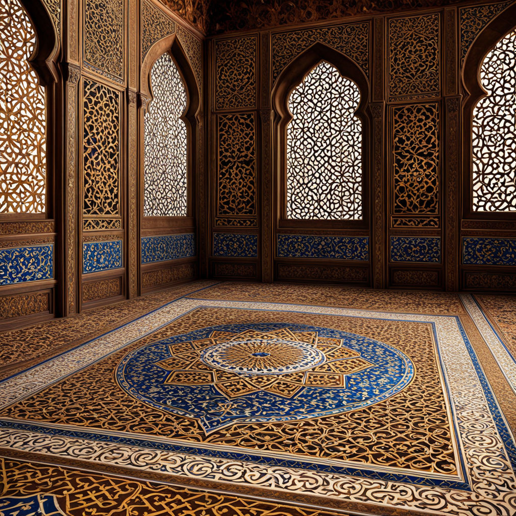 A floor decorated with Arabic-Islamic decorations from the M... by ...