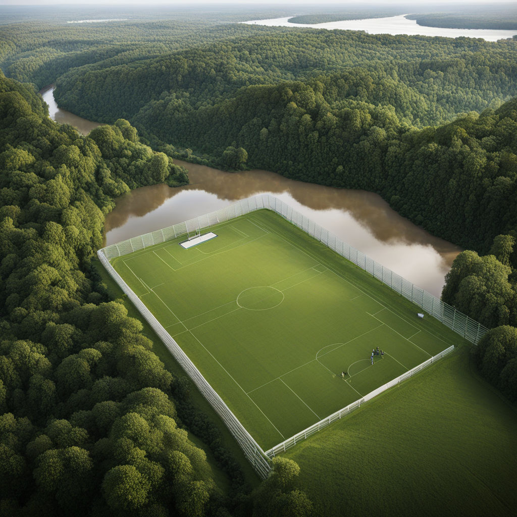 A football field with its foot on uneven ground and in the m... by ...