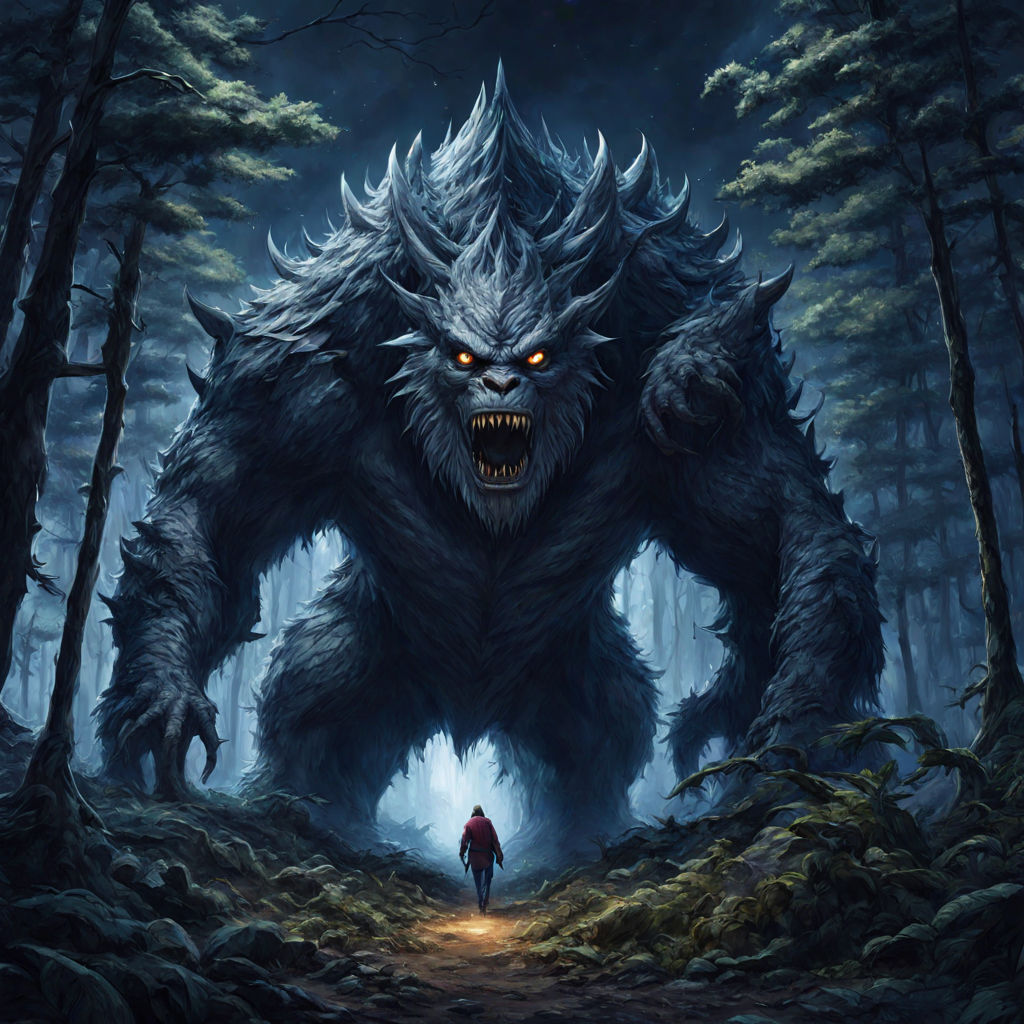 Create a hyper realistic photograph of a giant monster in a ... by Meu ...