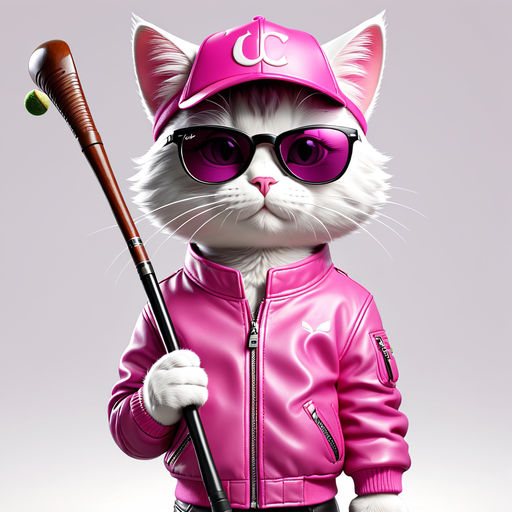 Draw just a cartoon cat with a pink cap on his head and wear... by ...