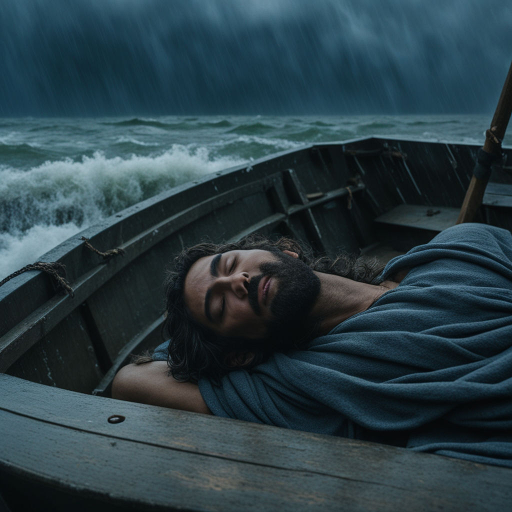 Close shot of Jesus sleeping in the boat by Gabriel Kingsly - Playground