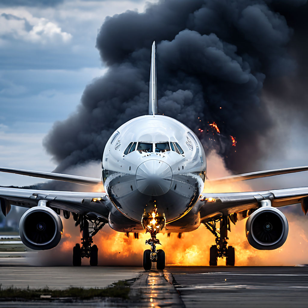 Delta airlines boeing 747 with an engine fire landing on a r... by ...