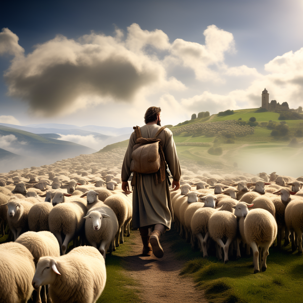 A shepherd leading his flock left ninety nine of his sheep a... by ...