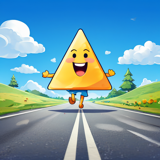 A cartoon-style image of a simple triangle character with le... by ...