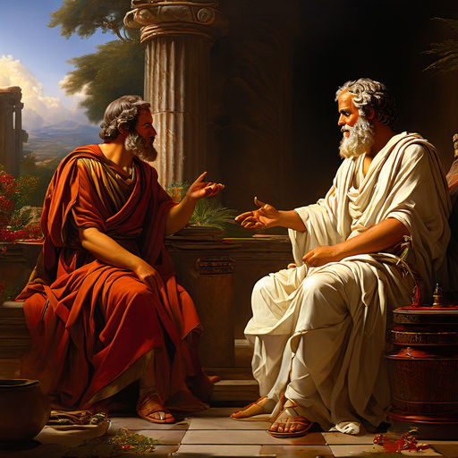 Plato talking to Aristotle about philosophy by Daiane Albert - Playground
